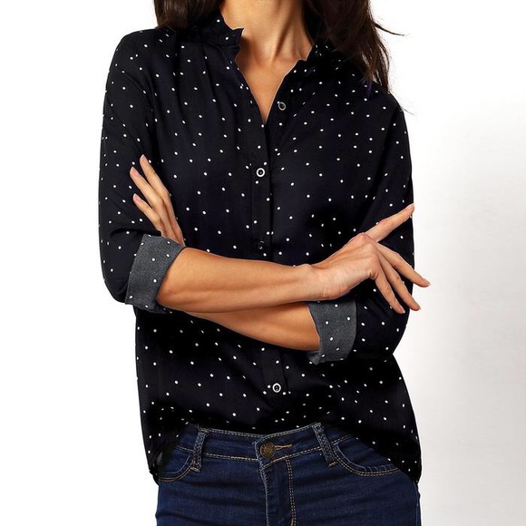 Tops | Sample Sale Black And White Polka Dot Blouse | Poshmark